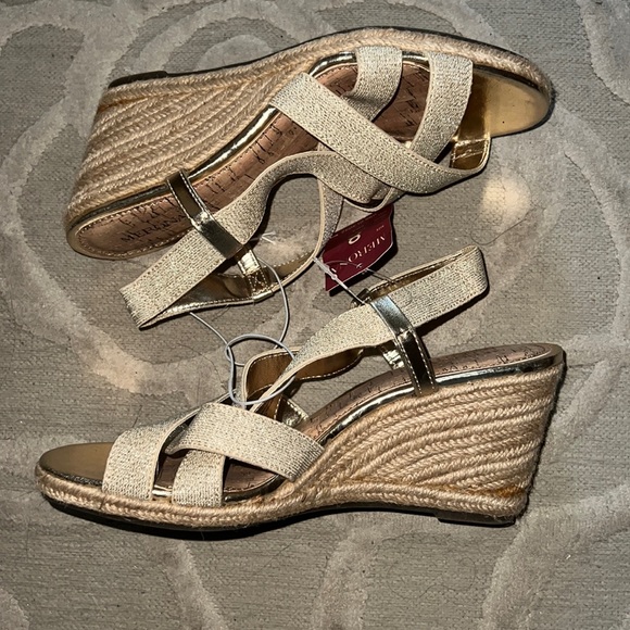 Merona | Shoes | Nwtmeronagold Metallic Wedge Sandal | Poshmark